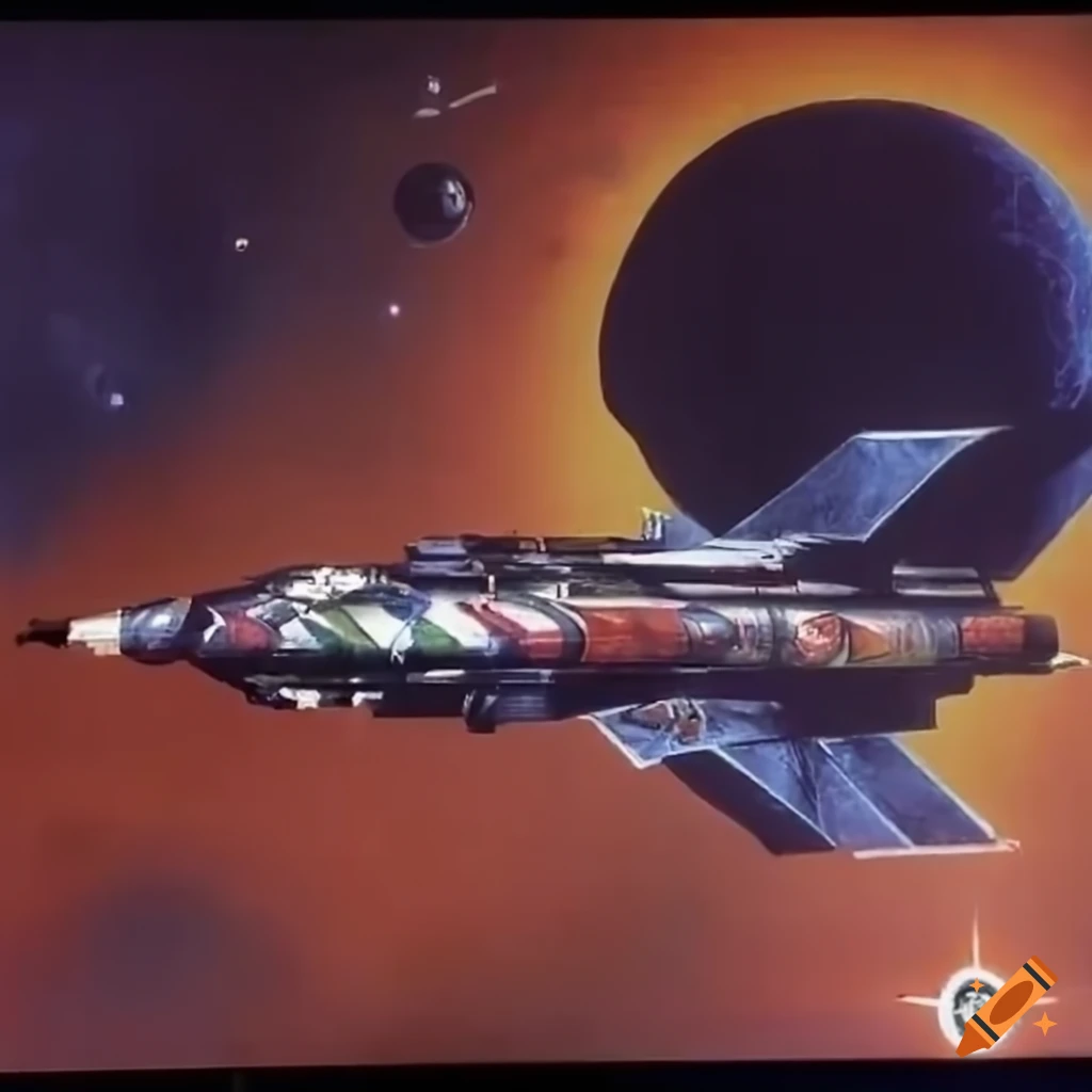 Sci-fi space fighter with gatling laser guns on Craiyon