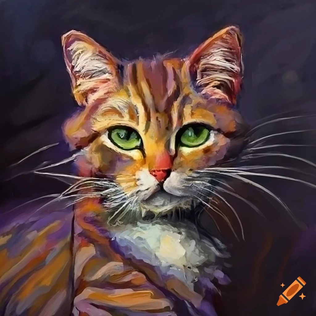Impressionist painting of a majestic cat on Craiyon