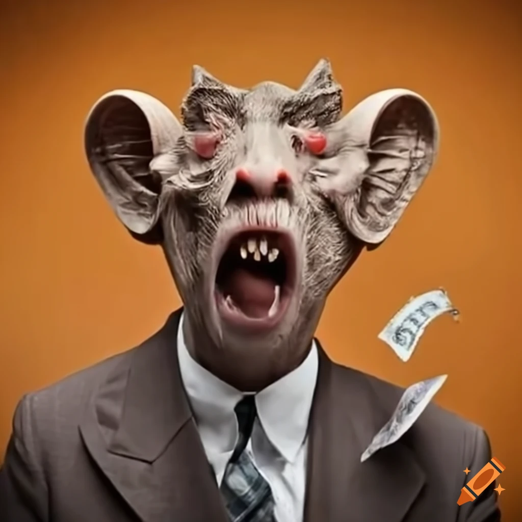 Illustration of men in rat-headed suits catching people in mousetraps ...