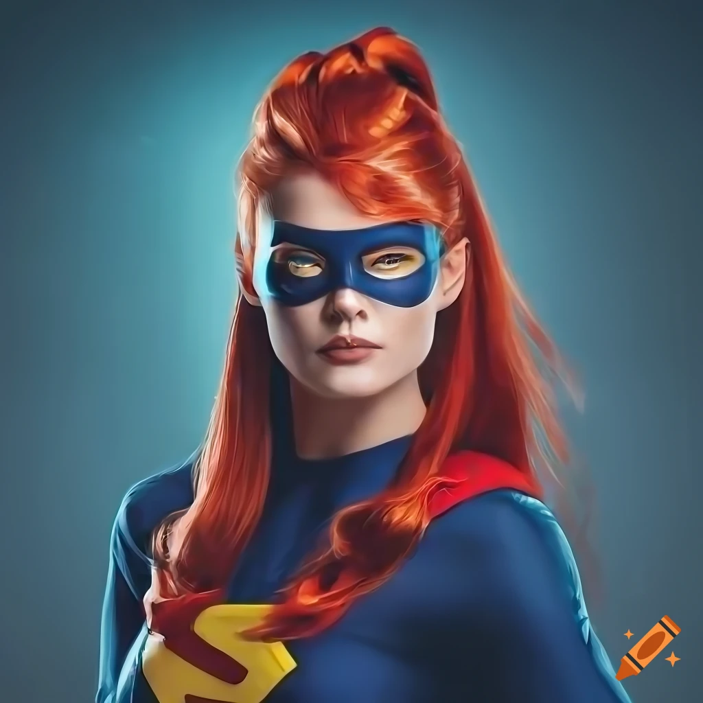Photo of a fiery red-haired female superhero with a braided ponytail on ...