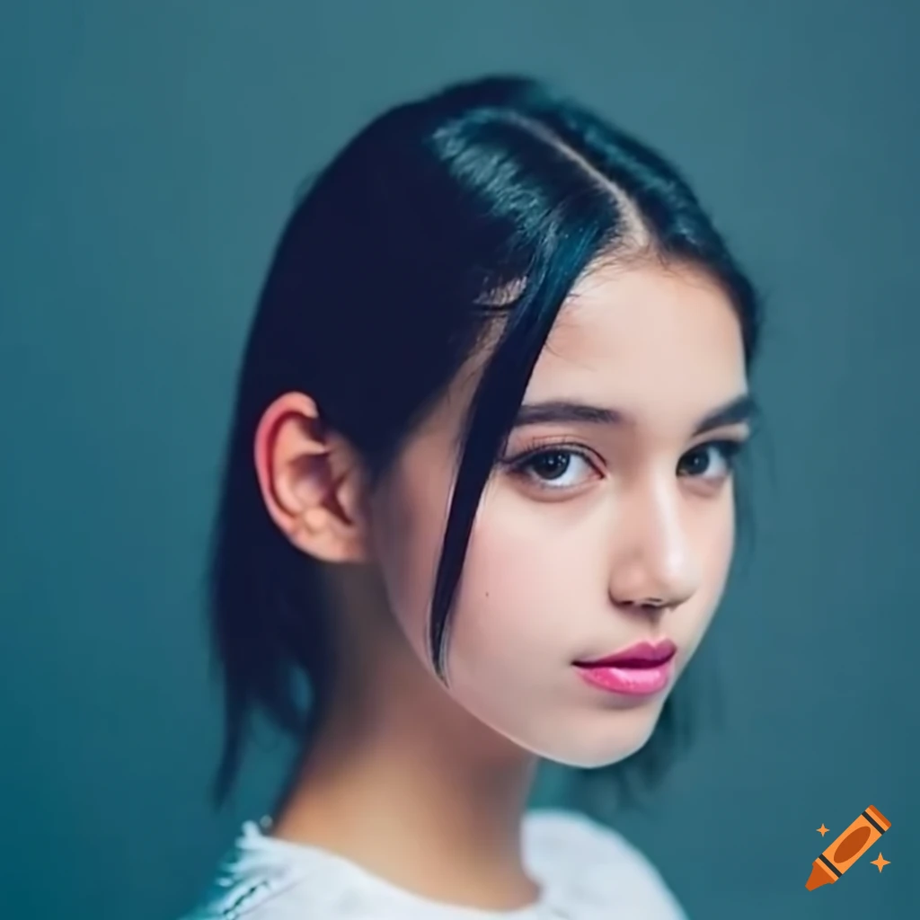 Portrait of a determined 14-year-old female fashion model on Craiyon