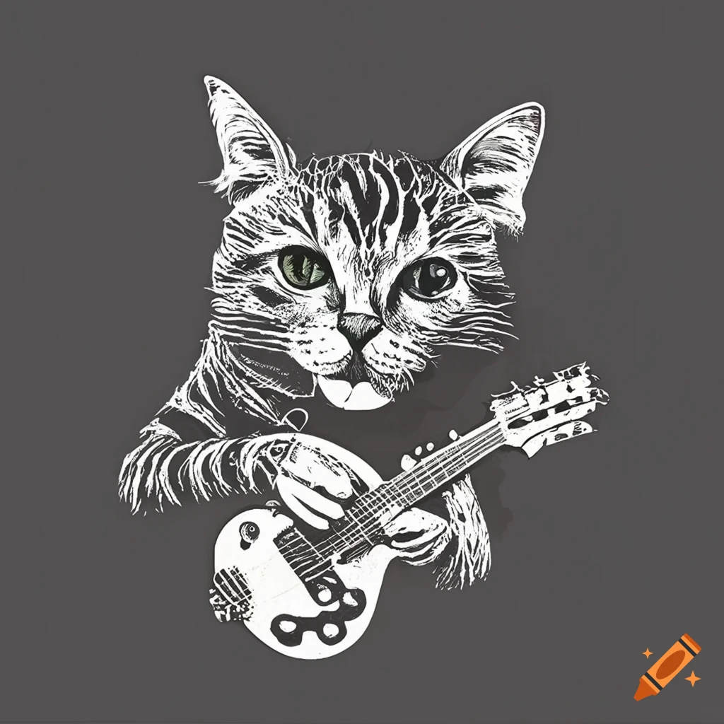 Retro-style poster of cats in a band on Craiyon