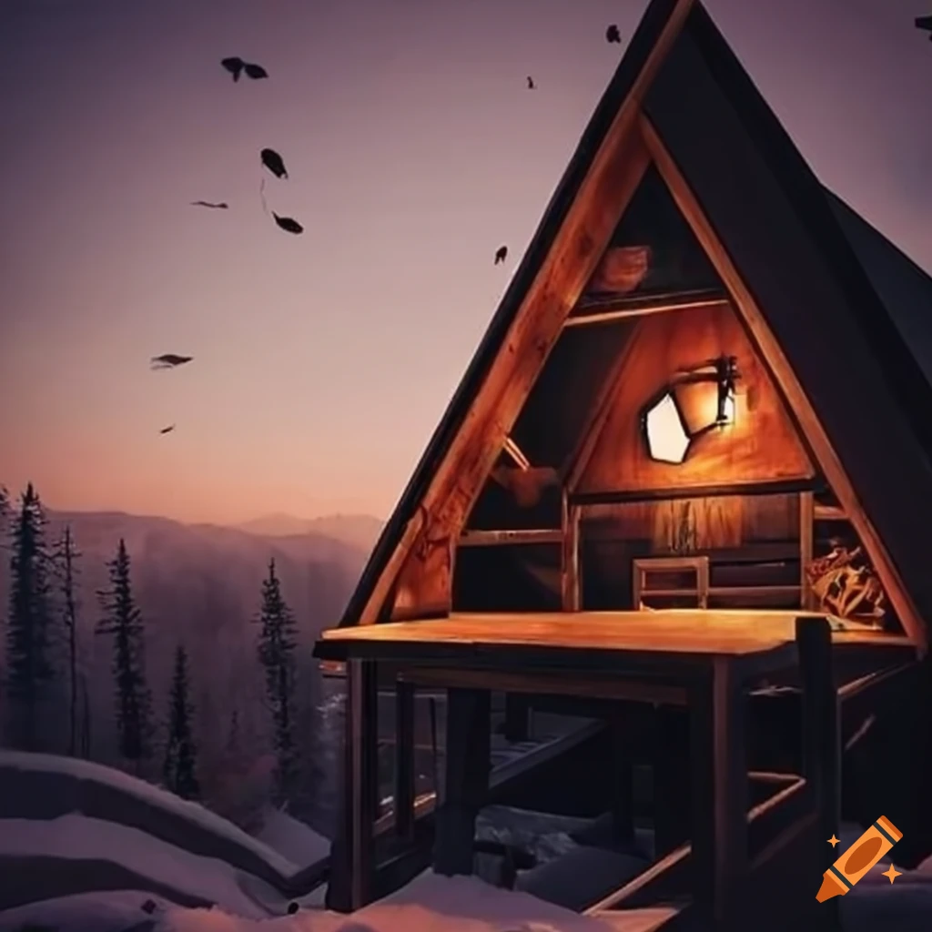 Cozy a-frame cabin on Craiyon
