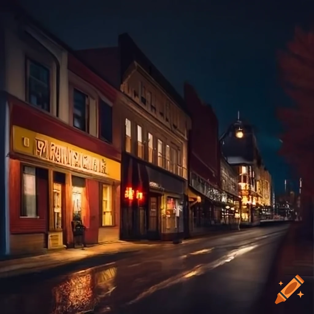 Cityscape of a mid-sized american town on Craiyon