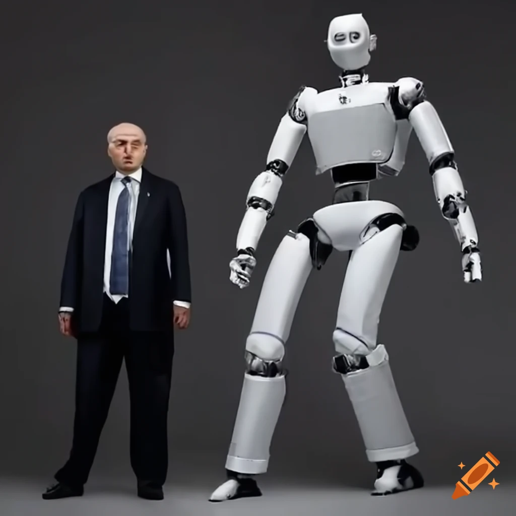 Satirical image of a robot pretending to be a prime minister