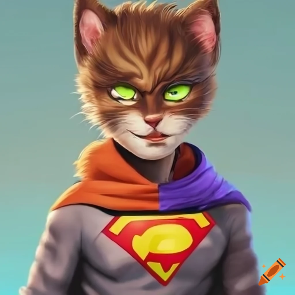 Illustration of a furry cat superhero on Craiyon
