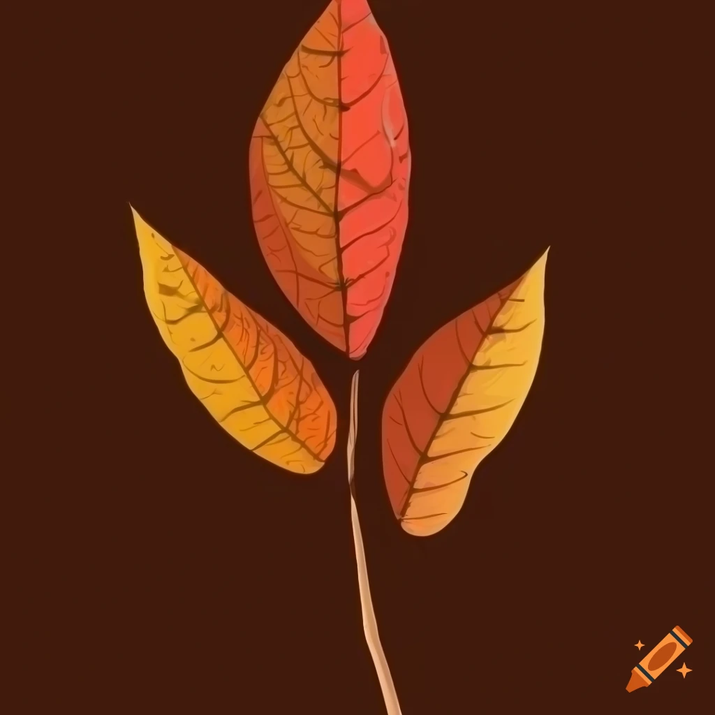Simplistic cartoon style fall leafed branch texture