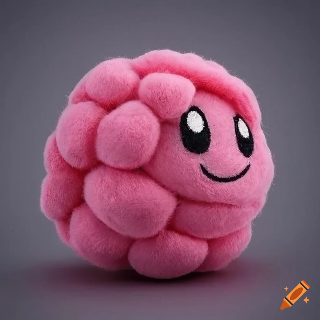 Pink raspberry plush toy made of felt wool