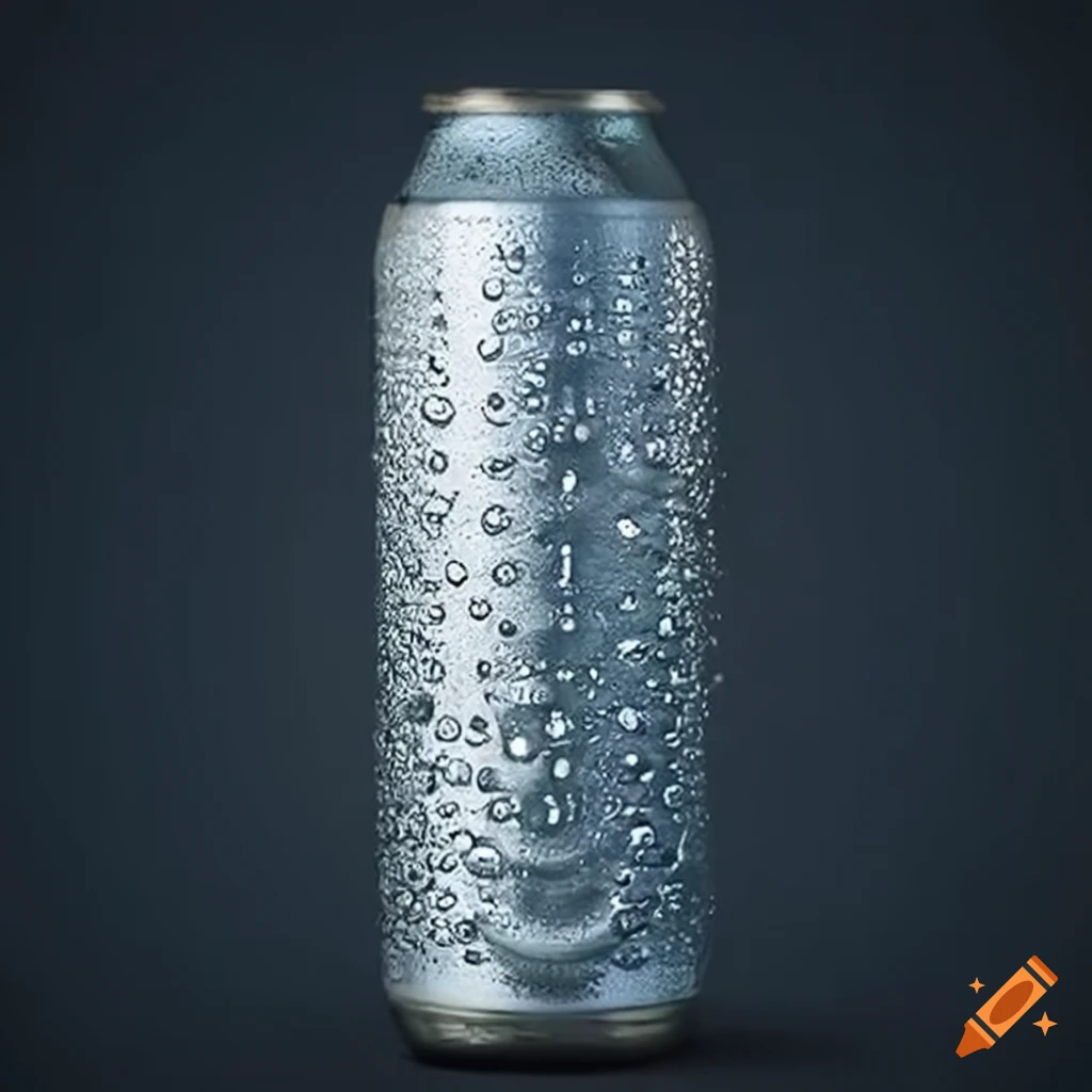 Futuristic tall beer can with water droplets on Craiyon