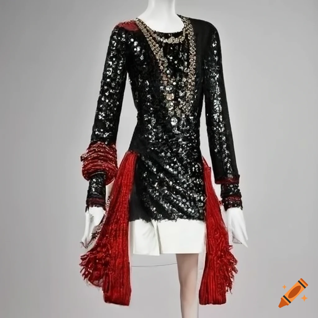 Black and red sequinned coco chanel dress on Craiyon