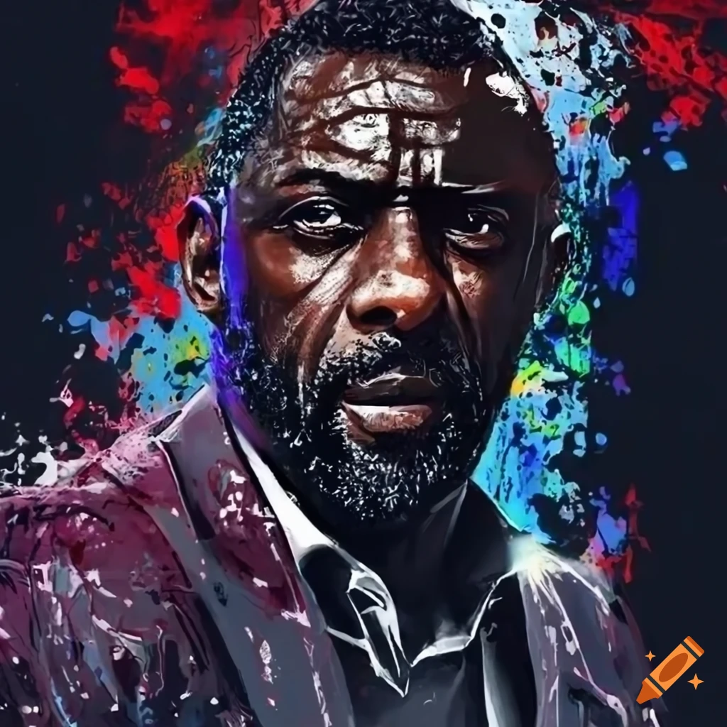 Splatter art of idris elba by yoji shinkawa