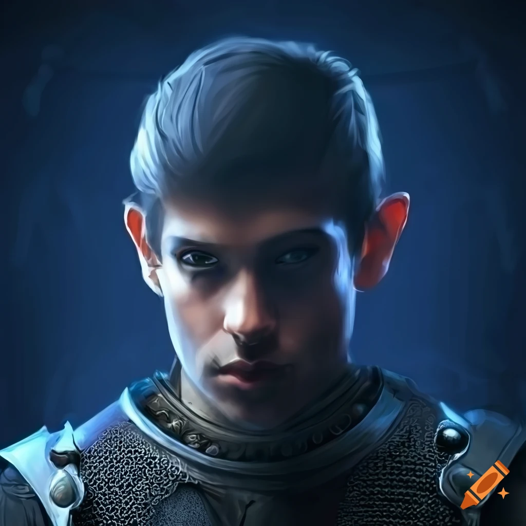 Portrait of a human cleric in plate armor