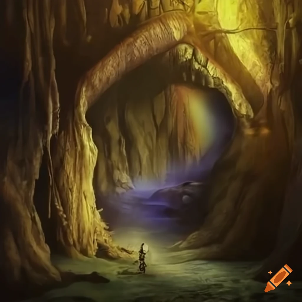 Image of a fantasy cave entrance on Craiyon