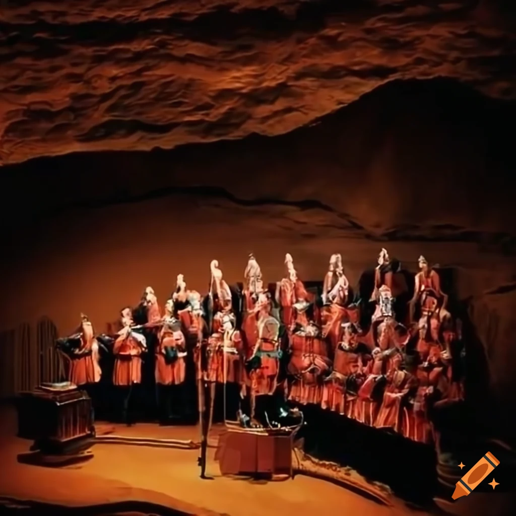 Choir singing in a geological formation