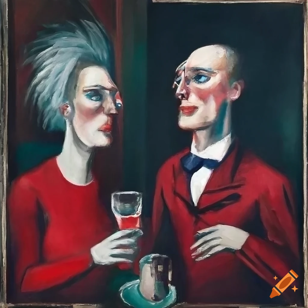 Neue Sachlichkeit painting of people enjoying in a bar on Craiyon