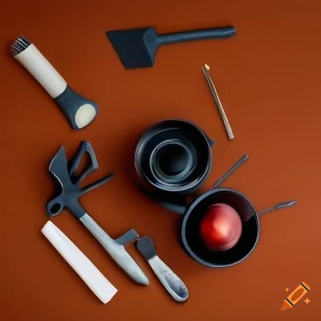 Illustration of funny farm tools