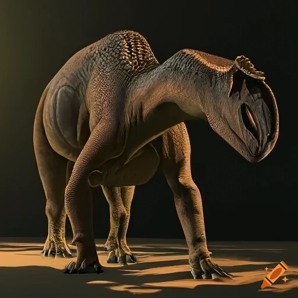 Colorful Hadrosaurus dinosaur in warm morning light on Craiyon