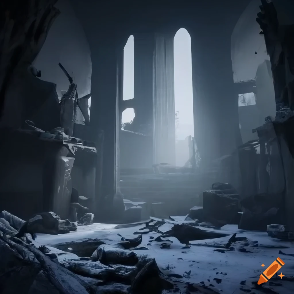 Eerie ruins environment in Unreal Engine 5 on Craiyon