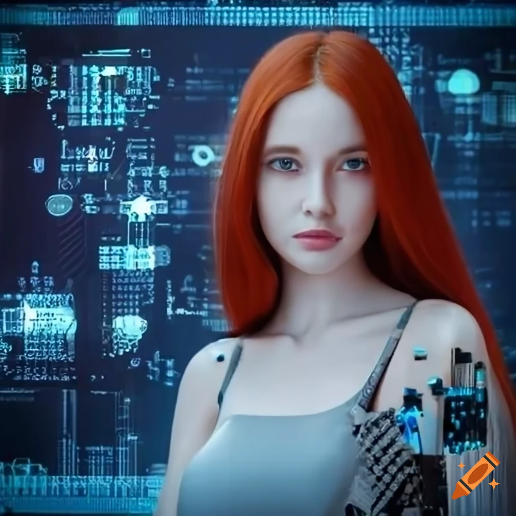 Portrait of a beautiful female android professor on Craiyon