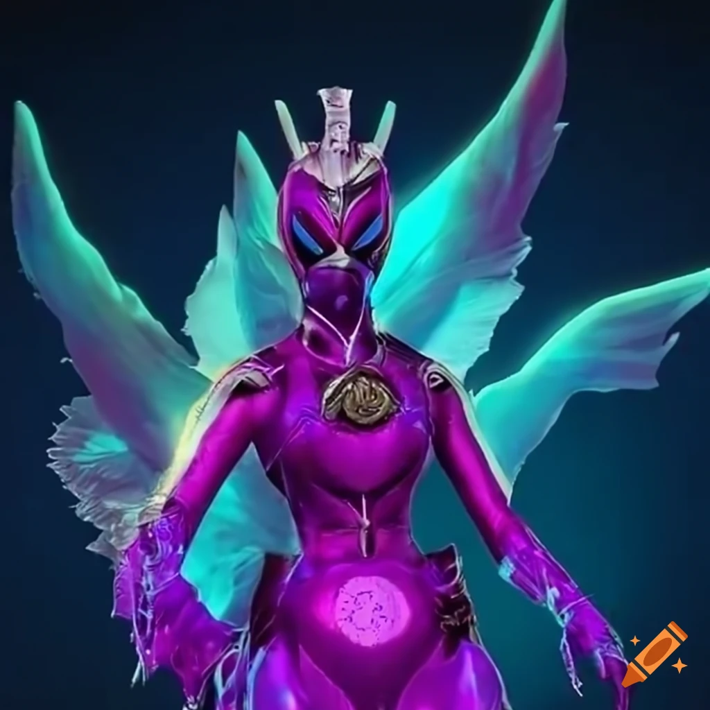 Ethereal galactic creature with purple skin and wings on Craiyon