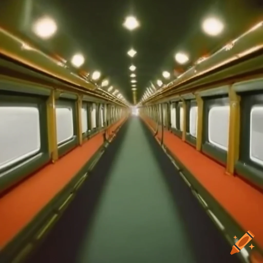 Eerie photograph of a haunted train compartment on Craiyon