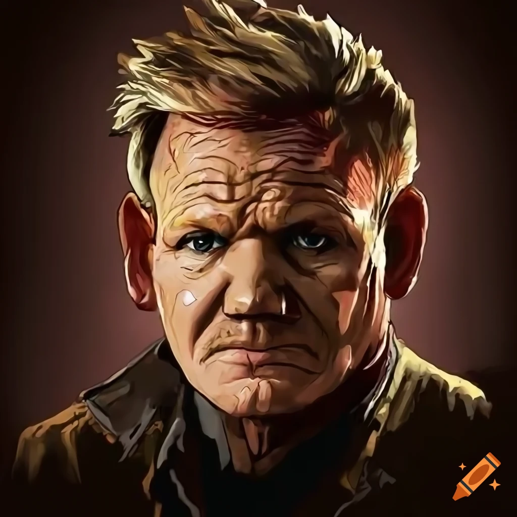 Digital art of gordon ramsay as a zombie