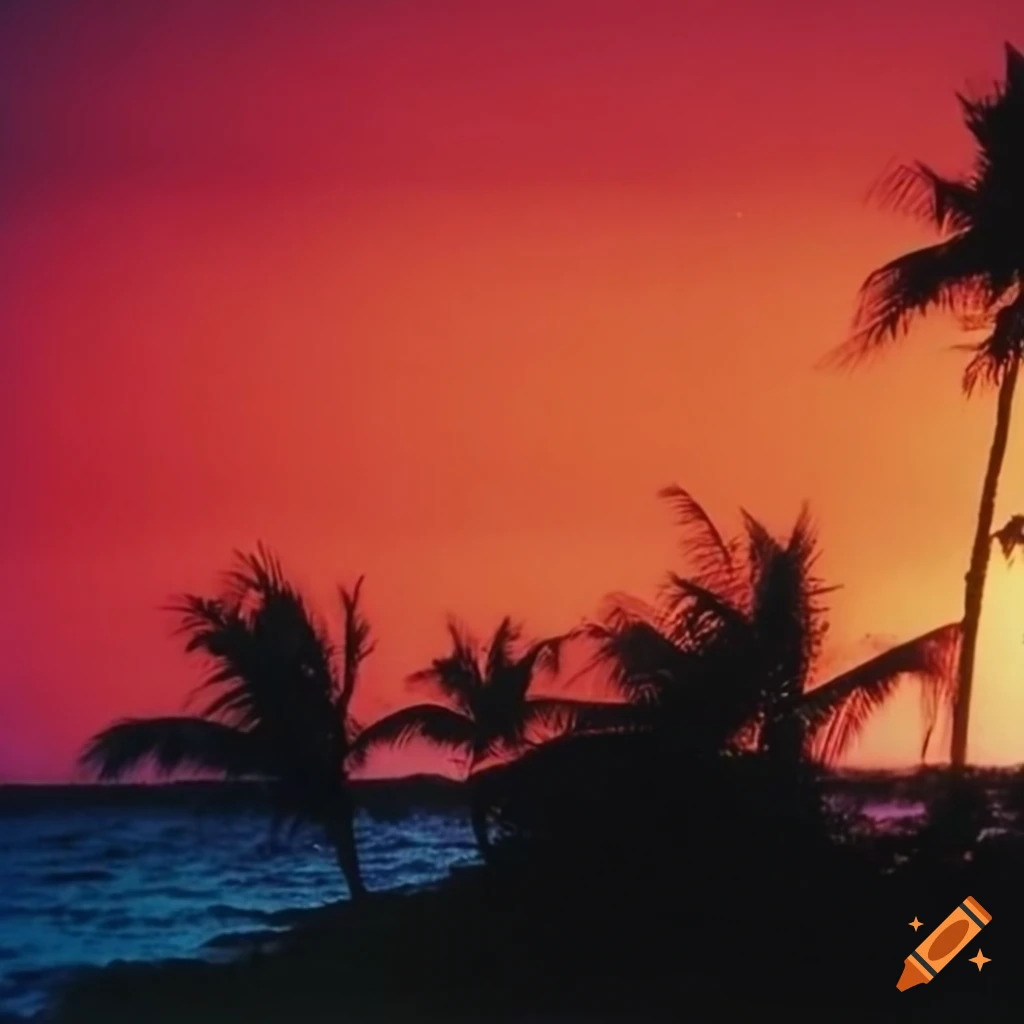Nostalgic sunset in Miami captured on a Polaroid on Craiyon