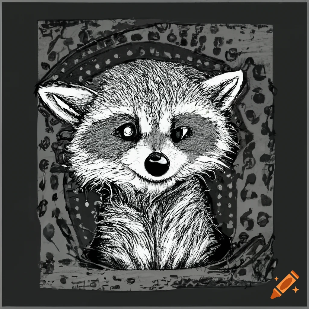 Grunge punk raccoon artwork with blue eyes on Craiyon