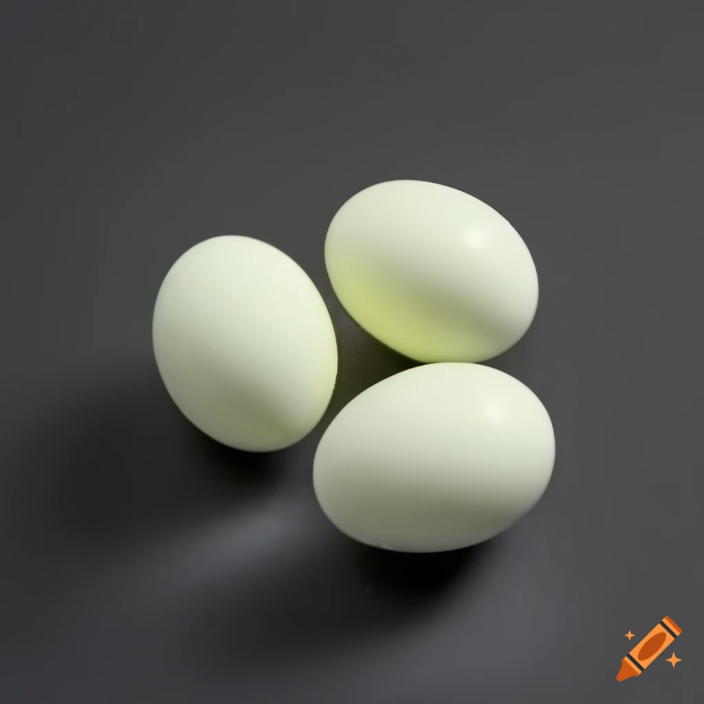 Still life photo of hard boiled eggs on black background on Craiyon