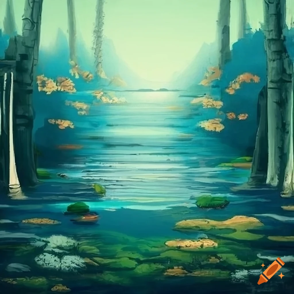 Fantasy forest landscape in mannerist style