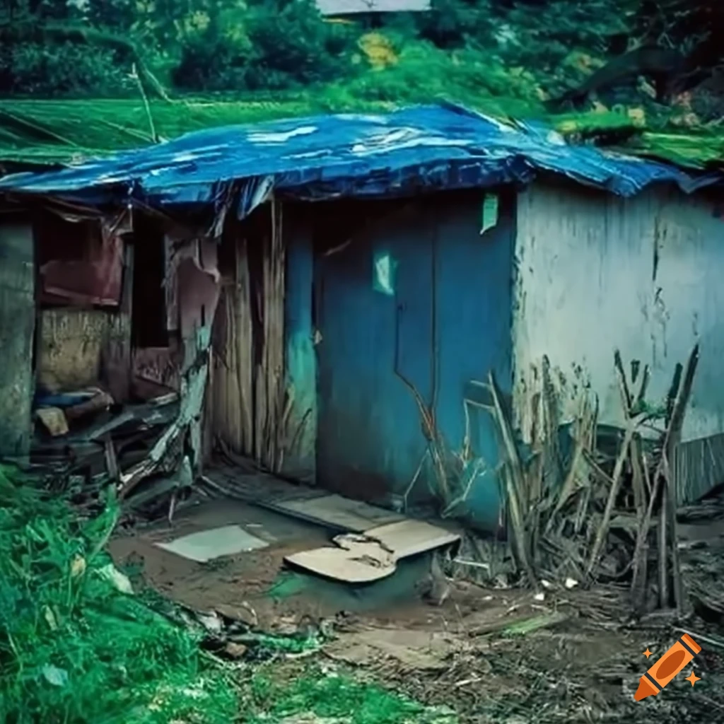 Hut in a slum with a chair