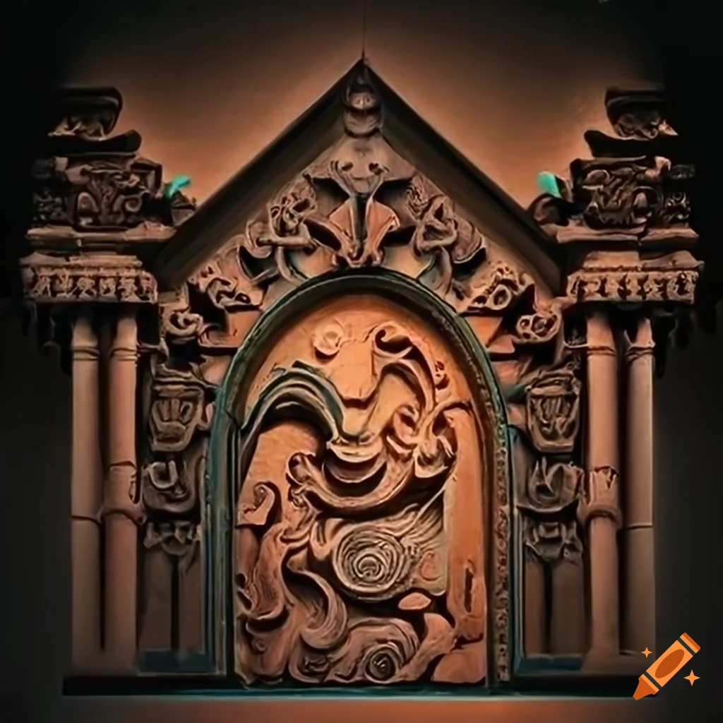 Detailed architectural stave carving in zelda game style on Craiyon