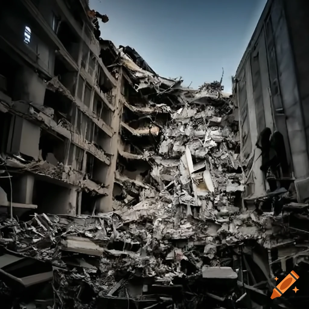 Image of a collapsed building on Craiyon