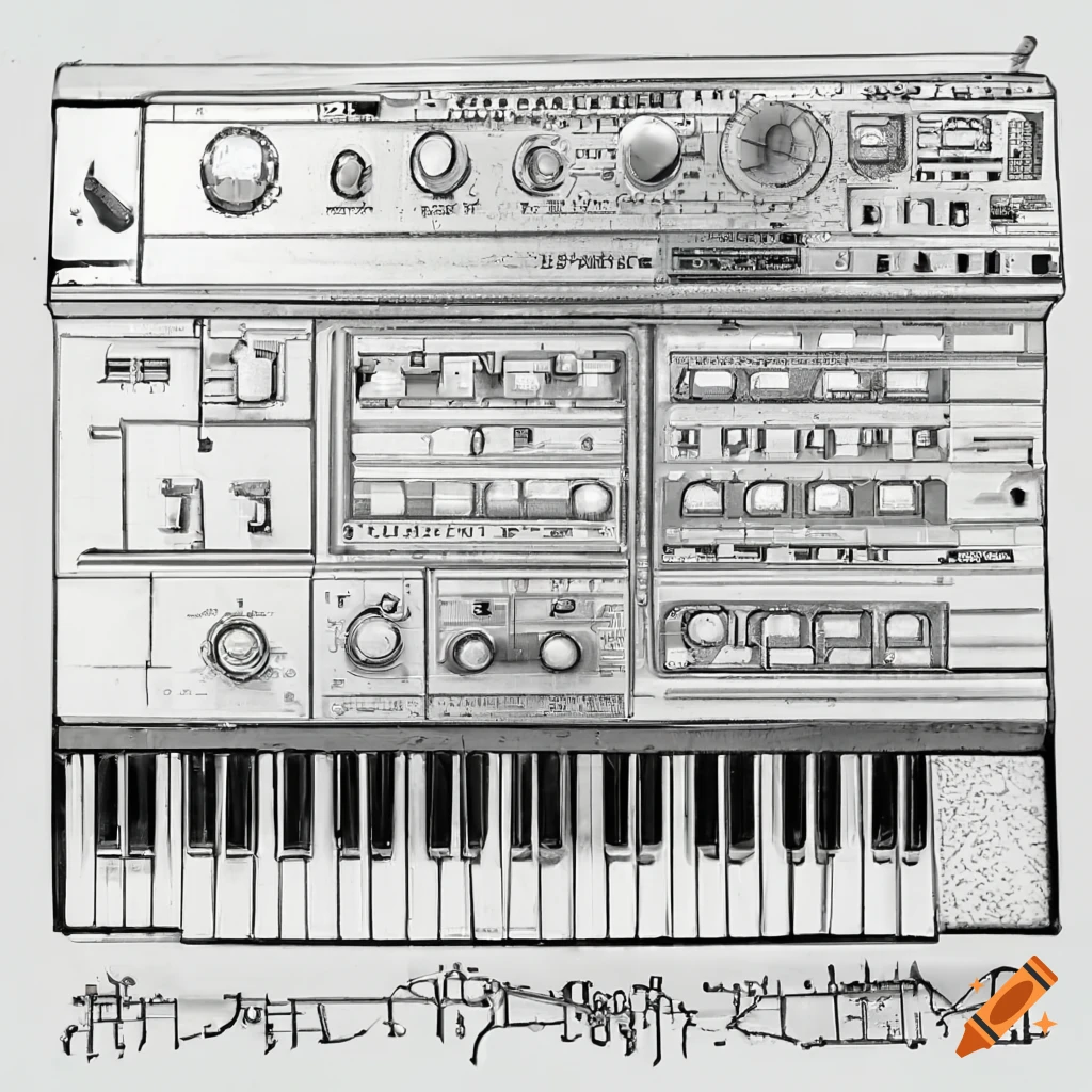 Abstract art of a melting roland 303 on Craiyon