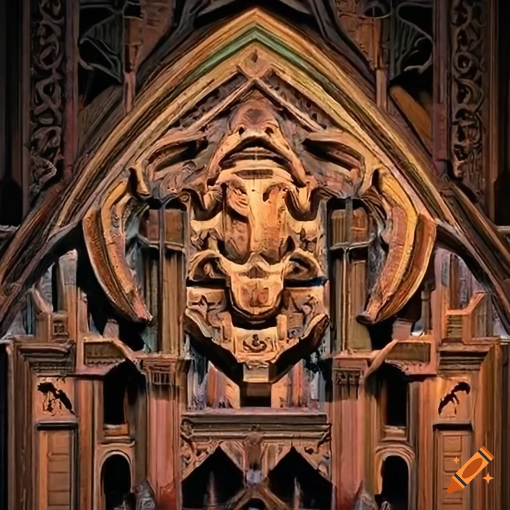 'architectural stave carving' inspired artwork on Craiyon