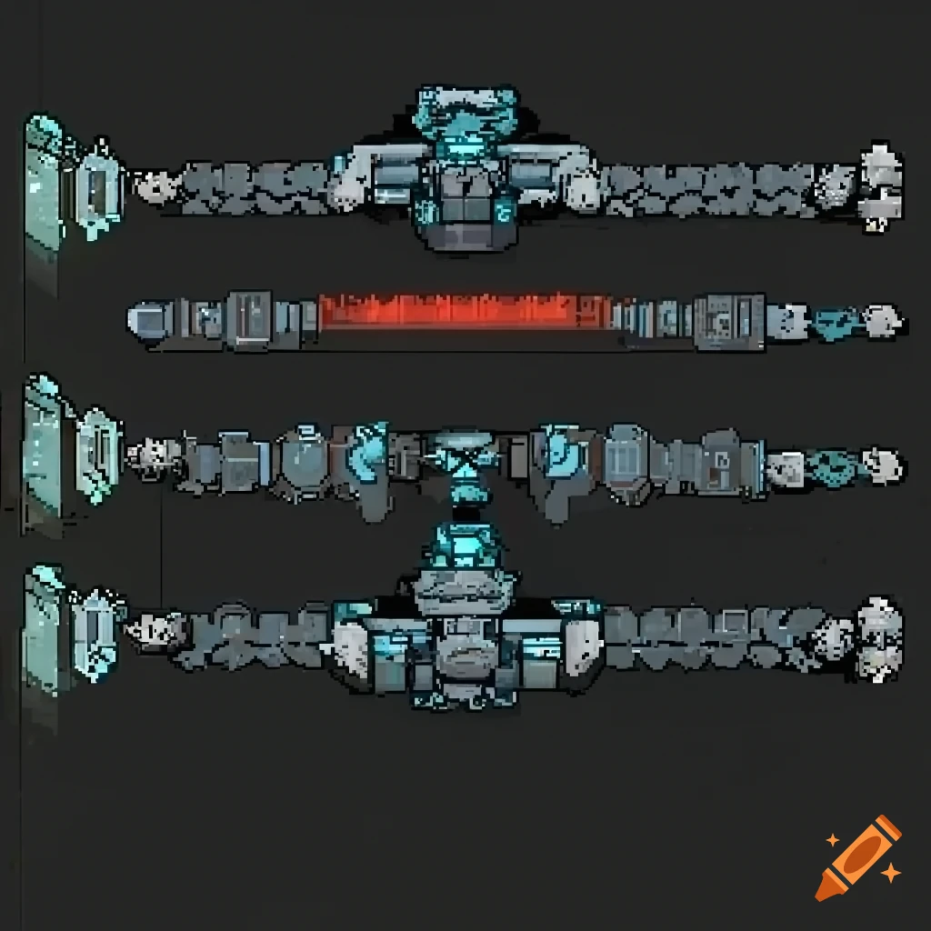 Sprites of a sci-fi spaceship reactor core on Craiyon