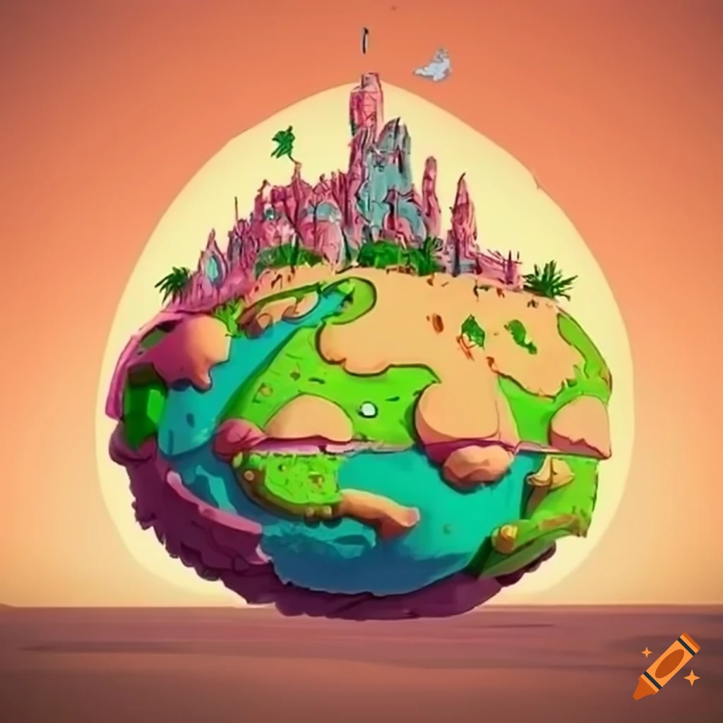 Colorful 4k fantasy scifi mmo concept art of a floating island ...