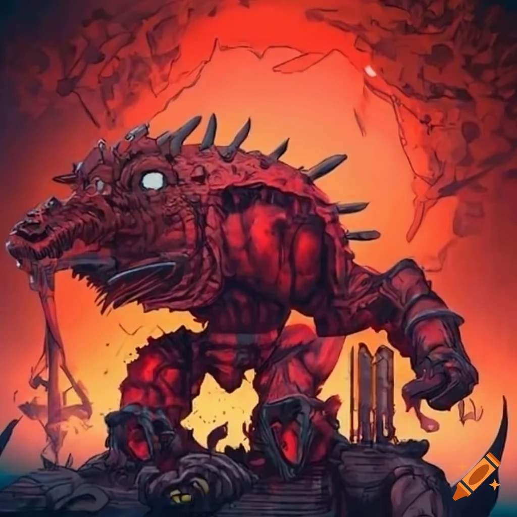 Siege ram with teeth on Craiyon