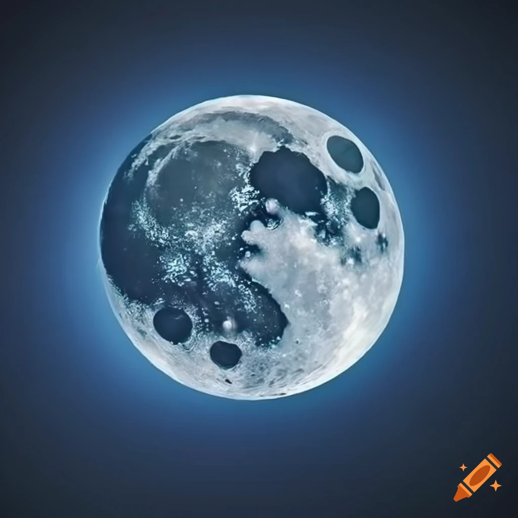 Detailed and realistic blue moon on Craiyon