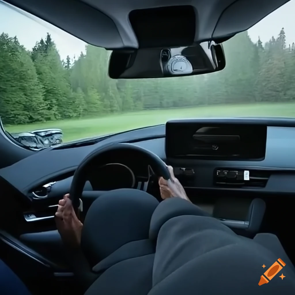 View from a truck cabin on Craiyon