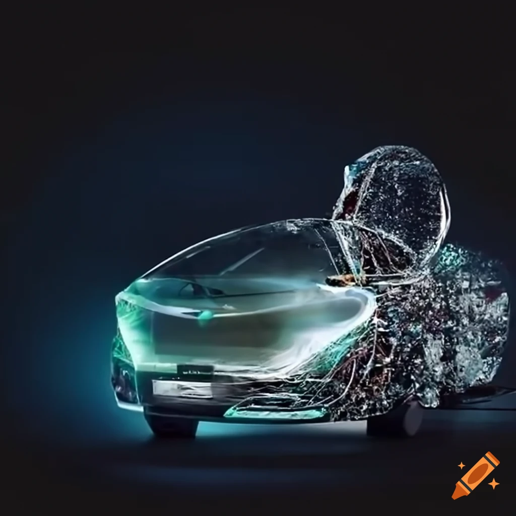 Futuristic collage of a recycled self-driving car on Craiyon