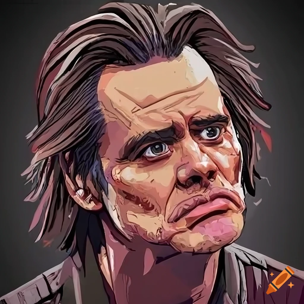 Digital art of jim carrey as a zombie