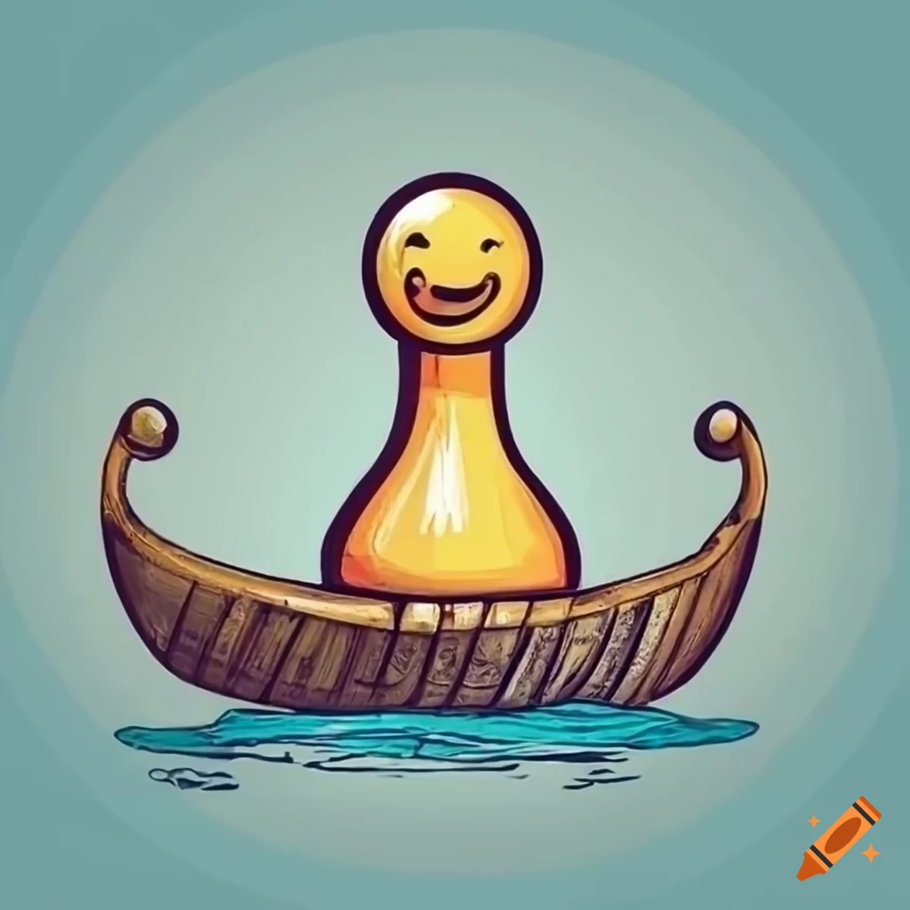 Smiley face pawn chess piece in a viking boat on Craiyon