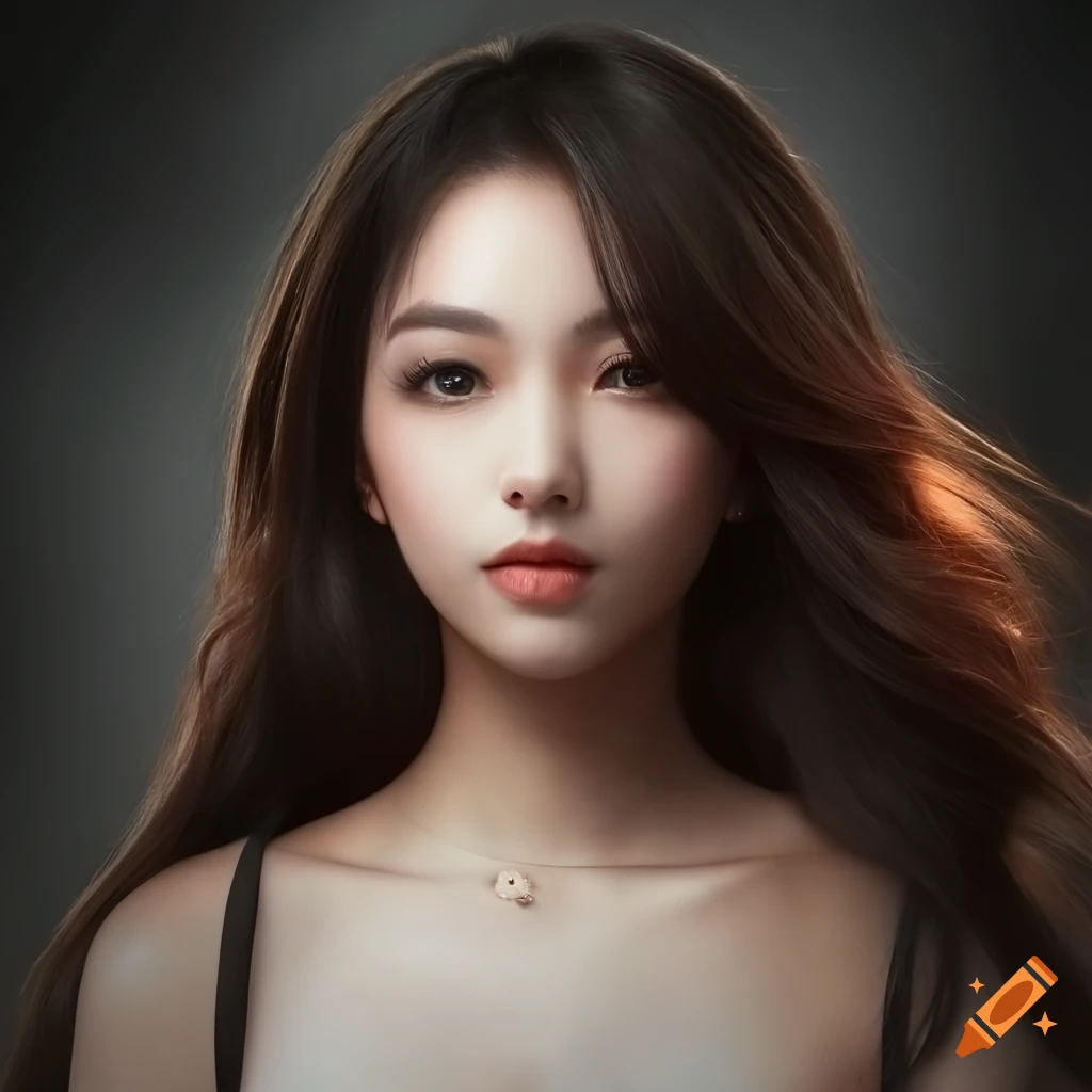 Portrait of a beautiful woman with dark brown hair on Craiyon