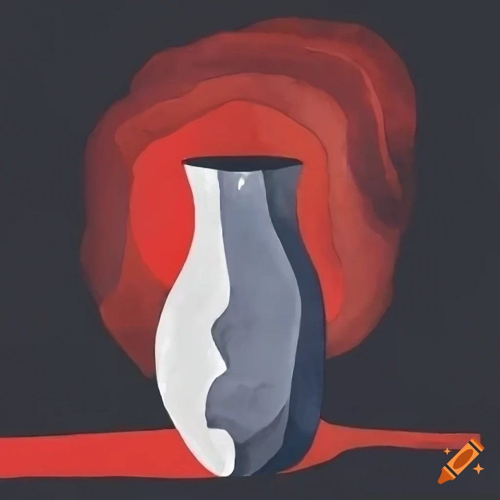 Cubism-style drawing of a overflowing clay vase