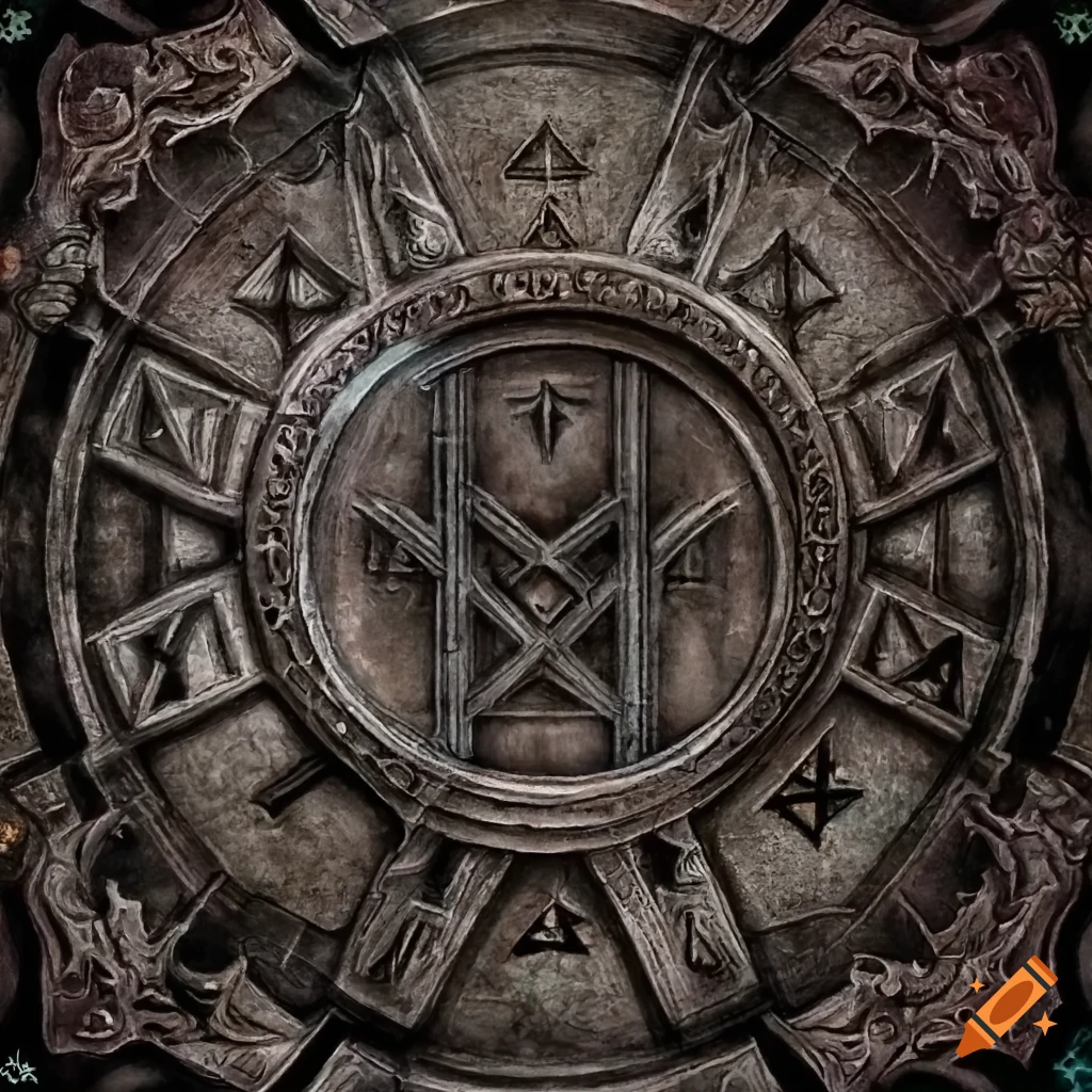 Detailed fantasy artwork with gothic runes on Craiyon