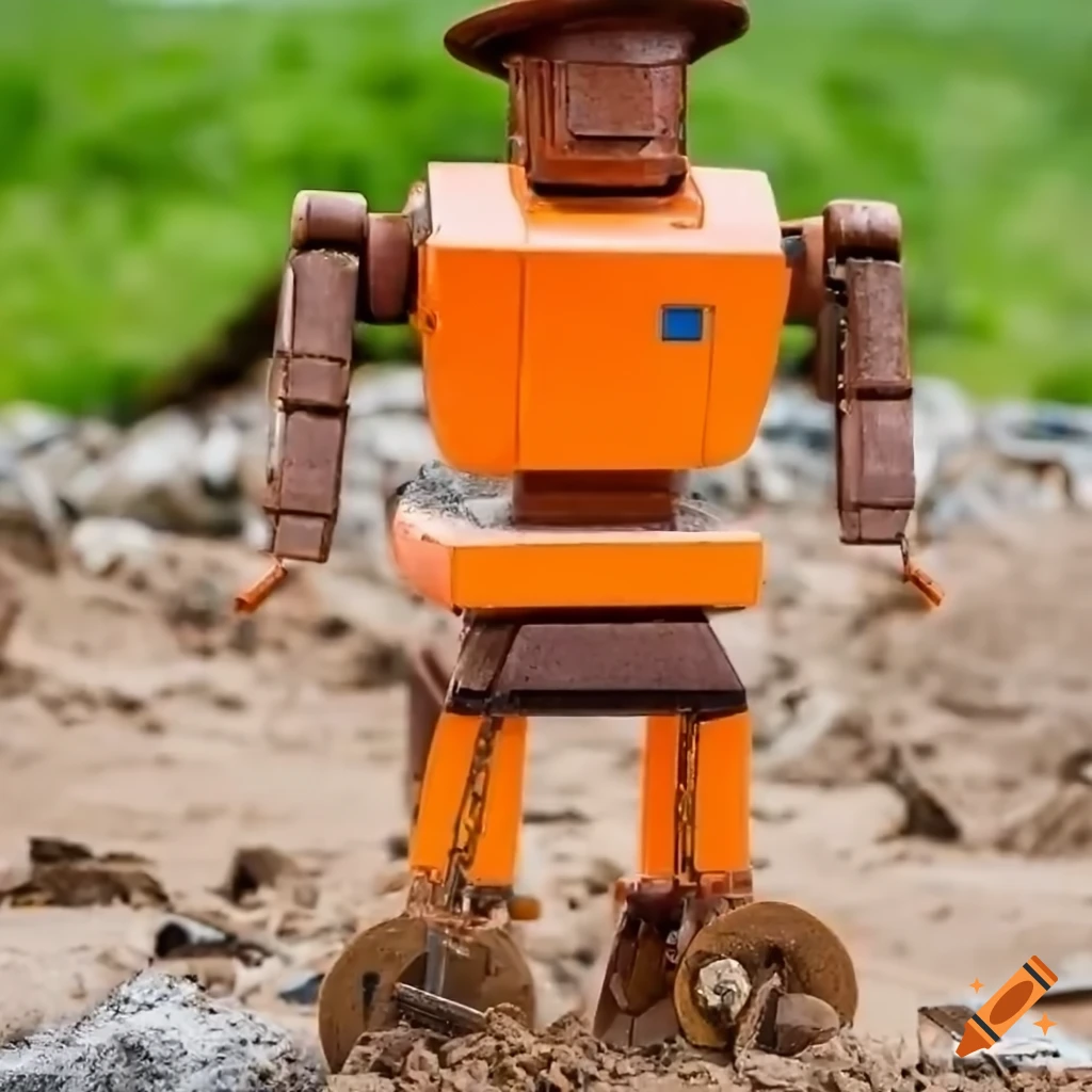 Old western cowboy robot digging for treasure on Craiyon