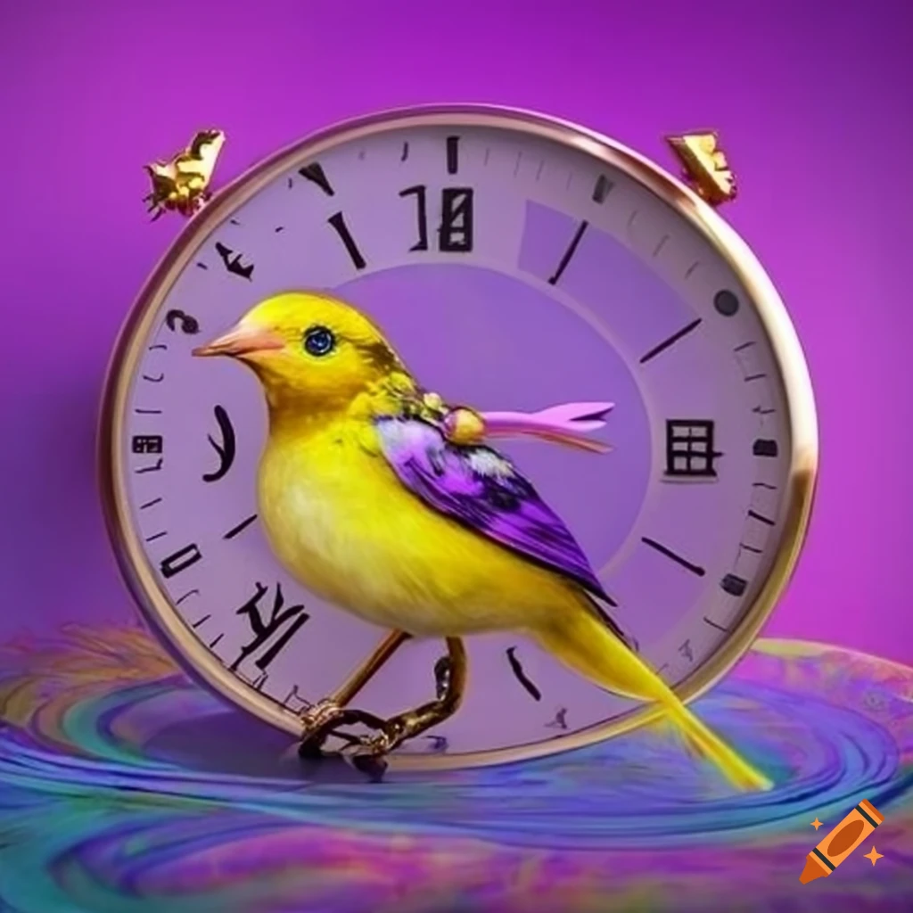 Artistic depiction of a mystical bird surrounded by clocks and keys on Craiyon