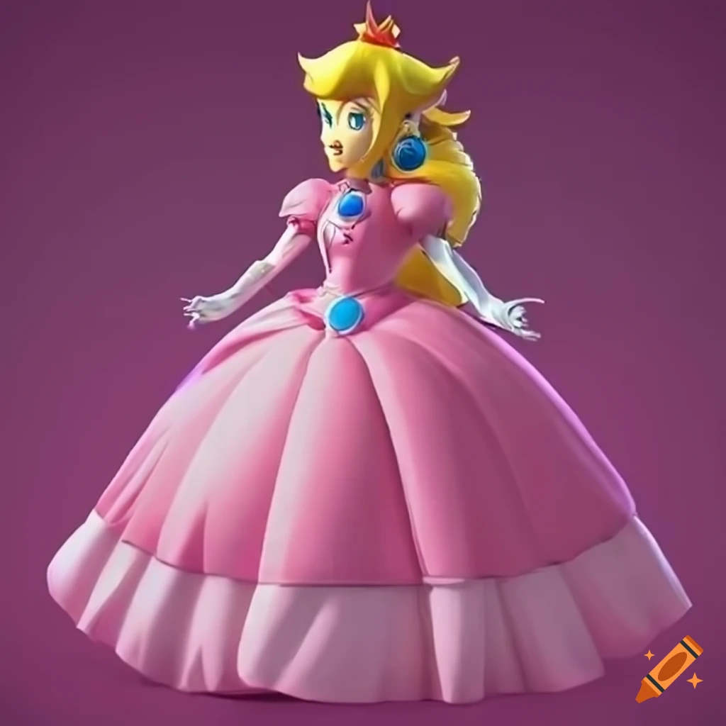 Princess Peach And Link In Pink Silk Ballgowns