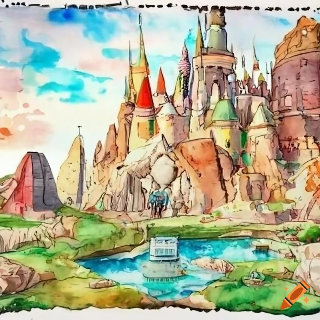 Impressive cartoon land on Craiyon